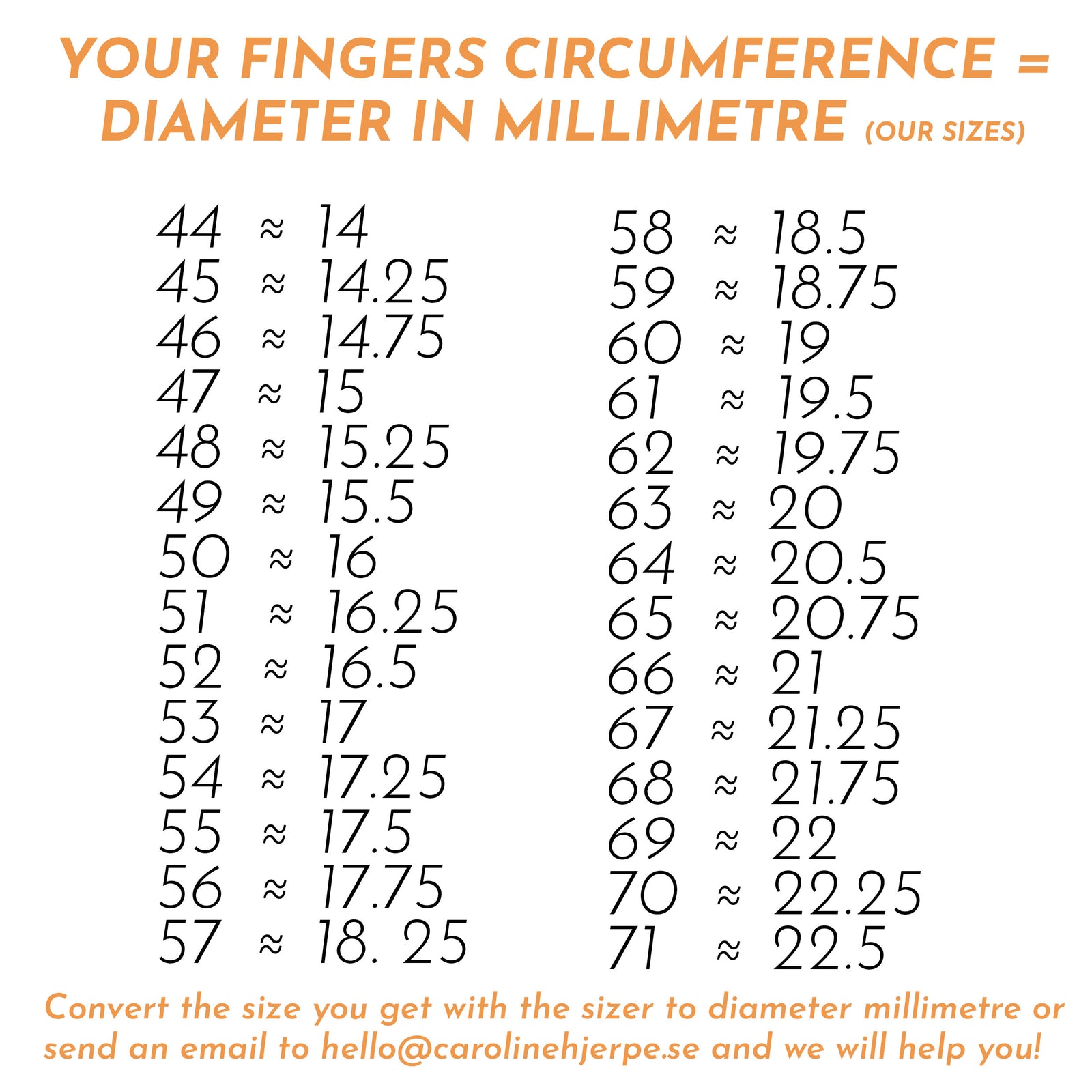 International Ring deals Size Conversion Chart